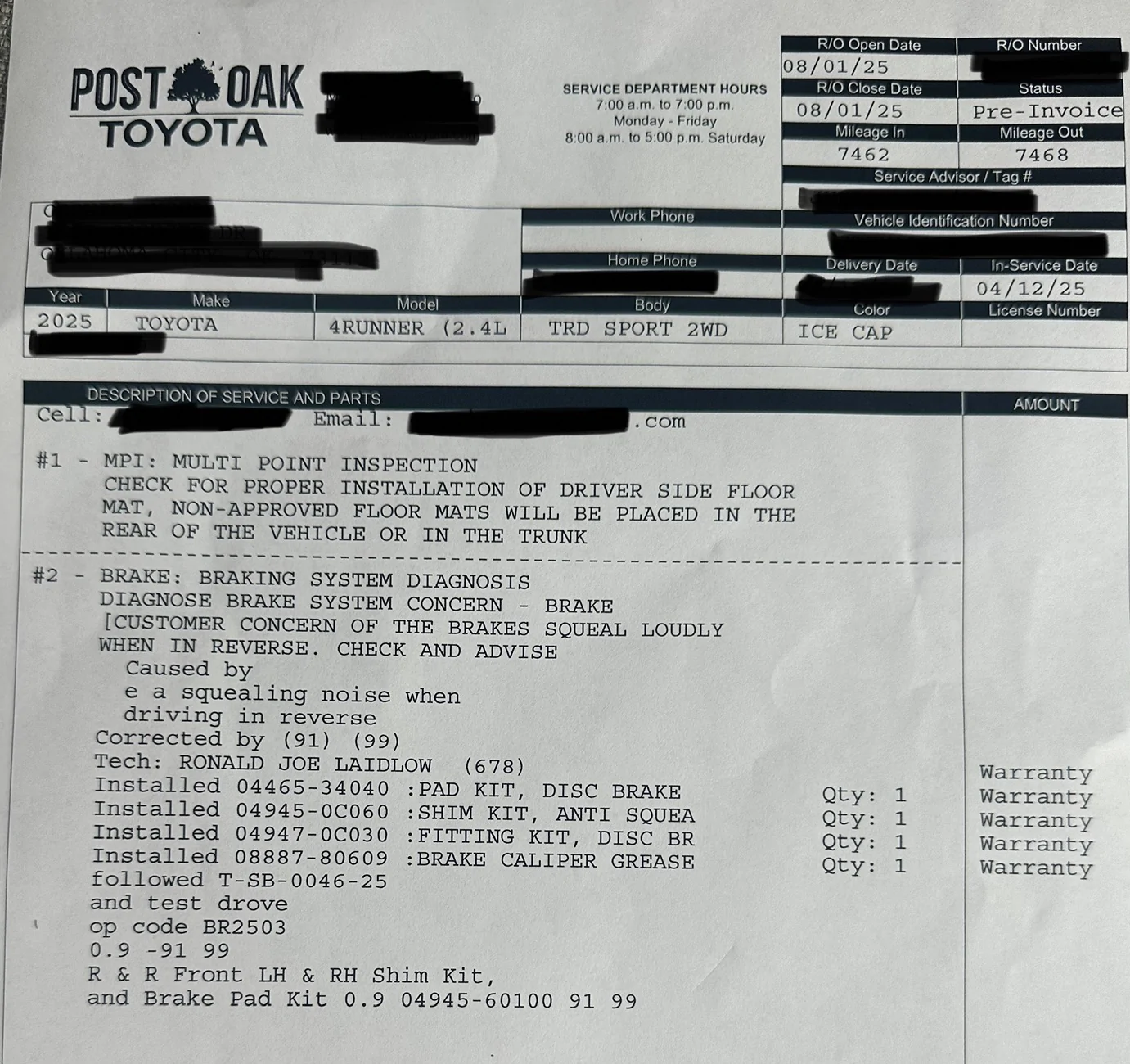 Front Brake Squeal Noise - official TSB brakes fix! (TSB-0046-25) | 2025 4Runner Forum (6th Gen ...