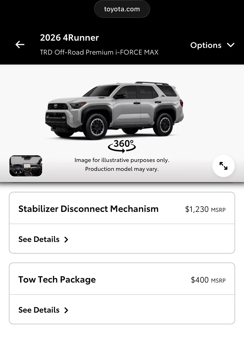 2026 TRD Off-Road offered w/ Optional Sway Bar Disconnect SDM | 2025 ...